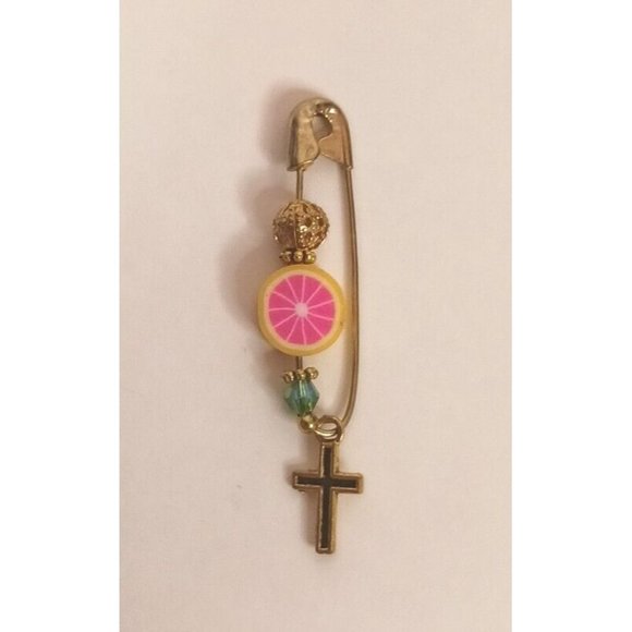 Unbranded | Jewelry | Christian Crucifix Safety Pin Brooch Fruit Slice ...
